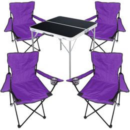 Mojawo 5-teiliges Campingmöbel Set schwarz - lila-MMC330883B+4xMPO2467