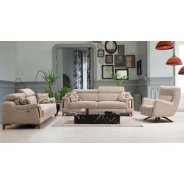 JVmoebel Wohnzimmer-Set Garnitur Wohnzimmer Dreisitzer Sofa Komplett Einsitzer Sessel Textil
