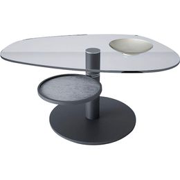 Couchtisch EVE COLLECTION Tische grau (anthr) Couchtisch Glas-Couchtisch Runde Couchtische rund oval rollbar, mit Ablageplatte