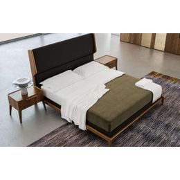 JVmoebel Schlafzimmer-Set Braunes Schlafzimmer-Set Bett Nachttische 2tlg Moderner Stil Luxus