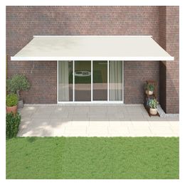 furnicato Markise Einziehbar Creme 5x3 m Stoff und Aluminium