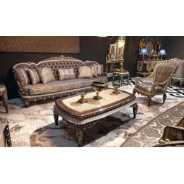JVmoebel Wohnzimmer-Set Klassische Chesterfield Sofagarnitur 3+1+1 Sitzer Luxus Couchen