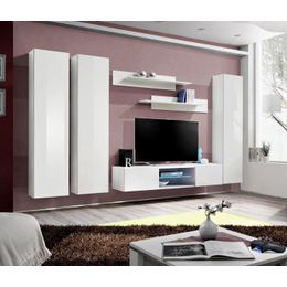 JVmoebel Wohnzimmer-Set Weiß Wohnwand Wand Wandschrank Komplett Wohnzimmer Designer