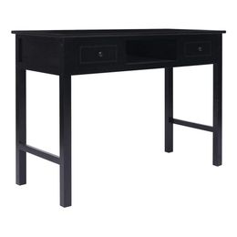 furnicato Schreibtisch Schwarz 108x45x76 cm Massivholz Paulownia