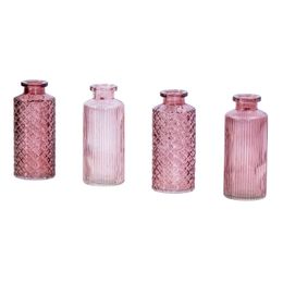 Levandeo® Dekovase, 4er Set Vase Rosa H14cm Glas Blumenvase Tischdeko Frühling