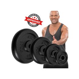 miweba Sports Hantelscheiben HSG100, 2x 10 kg Hantel-Gewichte, passend für Ø 30mm, Set, Gusseisen