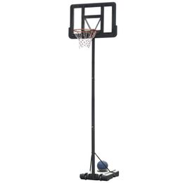 HOMCOM Basketballständer Verstellbare Höhe, geeignet für Erwachsene, der Korb besteht aus Nylonnetz und transparenter PVC-Platte Schwarz 110 x 75 x 291-370 cm (BxTxH)
