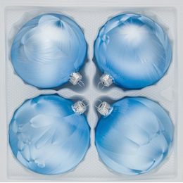 Navidacio Weihnachtsbaumkugel 4 tlg. Glas-Weihnachtskugeln Set 10cm Ø in "Ice Blau" Eislack