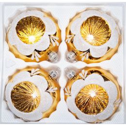 Navidacio Weihnachtsbaumkugel 4 tlg. Glas-Weihnachtskugeln Set 8cm Ø in "Hochglanz Vintage Gold"