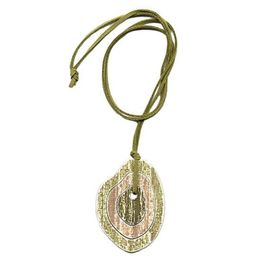 unbespielt Collier Kette Baumringe Kunststoff grün-beige Lederband grün 90 cm