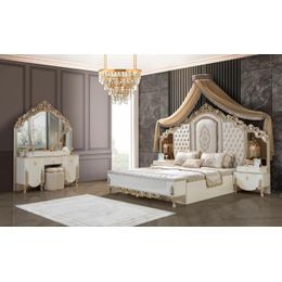 JVmoebel Schlafzimmer-Set Schlafzimmer Set Bett mit Bank 2x Nachttische Luxus neu 4tlg Design