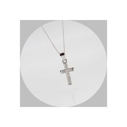 ELLAWIL Silberkette Damen Kette mit Kreuz Anhänger Halskette Schmuck Ankerkette Jesuskreuz (Kettenlänge 50 cm