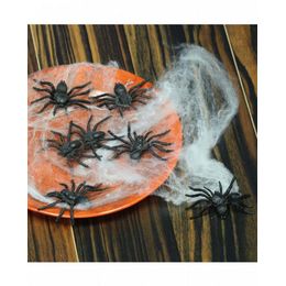 Horror-Shop Dekoobjekt 8 schwarze Horror Spinnen als Halloween Dekoration