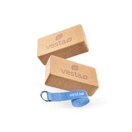 Vesta+ Yogablock Vesta+ Yoga Block Kork 2er Set mit Yoga Gurt