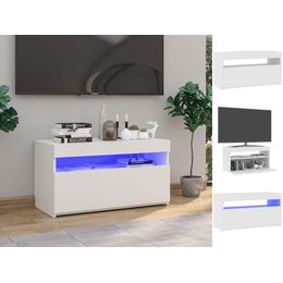 vidaXL TV-Schrank TV-Schrank mit LED-Leuchten Weiß 75x35x40 cm Lowboard