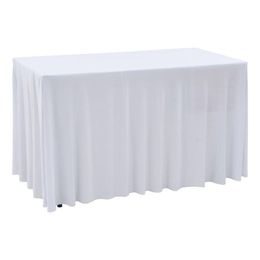 Hussen-Set 2 Stück Stretch-Tischdecken mit Rand Weiß 183 x 76 x 74 cm