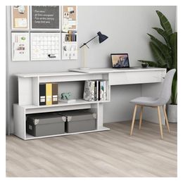 furnicato Schreibtisch Eckschreibtisch Hochglanz-Weiß 200x50x76 cm Holzwerkstoff