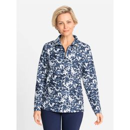 Langarmshirt CLASSIC "Winter-Shirt" Gr. 48, blau (jeansblau, ecru, bedruckt) Damen Shirts Jersey