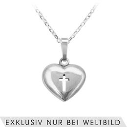 Ursula Christ Anhänger mit Kette Herz und Kreuz Silber 925