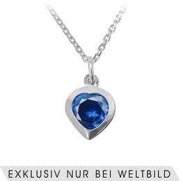 Ursula Christ Anhänger blaues Herz mit Kette Silber 925