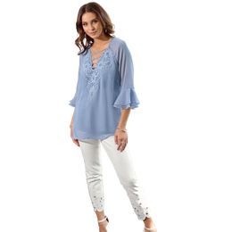 Chiffonbluse Lady Gr. 54, blau (bleu) Damen Blusen 3/4 arm