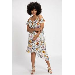 Ulla Popken Sommerkleid Midikleid Off Shoulder Blüten Print Rüschen