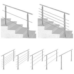 HENGDA Geländer für Balkon Brüstung Treppen mit/ohne Querstreben Easy aufzubauen (120cm. 4 Querstreben)