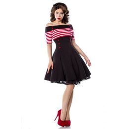 Belsira A-Linien-Kleid Schulterfreies Retro Rockabilly Jersey-Kleid 50er Jahre Pin up Vintage Kleid