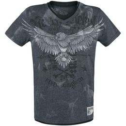 Rock Rebel by EMP T-Shirt mit Print und V-Ausschnitt T-Shirt grau in L