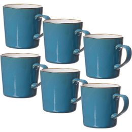 Ritzenhoff & Breker Ritzenhoff & Breker Becher Kaffeebecher-Set Visby 6tlg, Weiß, Steinzeug, 6-teilig, blau