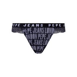 Pepe Jeans String Soft Worldallover Logo Thong, schwarz