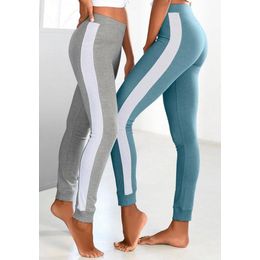 Arizona Leggings (2er-Pack) mit breitem Streifen, blau