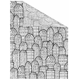 Fensterfolie Stadt, LICHTBLICK ORIGINAL, blickdicht, strukturiert, selbstklebend, Sichtschutz, schwarz|weiß