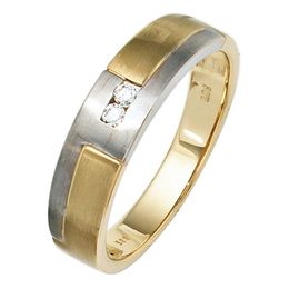 Jobo Diamantring, 585 Gelbgold Weißgold mit 2 Diamanten, gelb|goldfarben