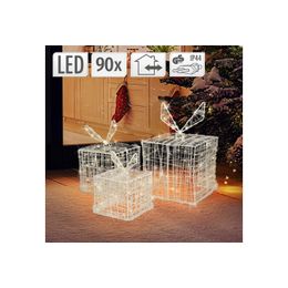 ECD Germany Weihnachtsfigur Geschenkboxen Weihnachtsdeko Weihnachten Geschenk Beleuchtet (3er Set)