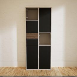 MYCS Vitrine Schwarz - Moderne Glasvitrine: Schubladen in Schwarz & Türen in Schwarz - Hochwertige Materialien - 79 x 196 x 34 cm, konfigurierbar