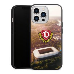 DeinDesign iPhone 13 Pro Handy Premium Silikon H&uuml;lle Handyh&uuml;lle schwarz Case Sgd Sg Dynamo Dresden Stadium Silikon Premium Case