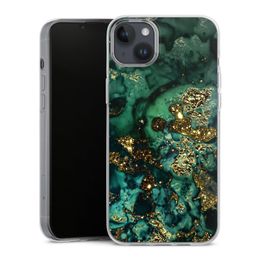 DeinDesign iPhone 14 Plus Handy Silikon H&uuml;lle Case transparent Handyh&uuml;lle Muster Glitzer Marble Silikon Case