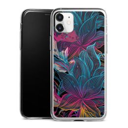 DeinDesign iPhone 11 Handy Slim Case Silikon Handyh&uuml;lle transparent H&uuml;lle extra d&uuml;nn Neon Colourful Flowers Silikon Slim Case