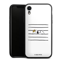 DeinDesign iPhone Xr Handy Premium Silikon H&uuml;lle Handyh&uuml;lle schwarz Case Snoopy Dog Peanuts Silikon Premium Case