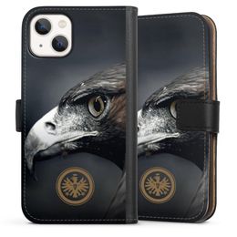 DeinDesign iPhone 13 Handy Klapph&uuml;lle Handyh&uuml;lle aus Kunst Leder schwarz Flip Case Eintracht Frankfurt Eagle Official Licensed Product Sideflip mit Lasche