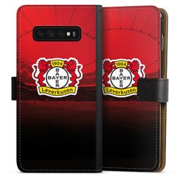 DeinDesign Galaxy S10 Plus Handy Klapph&uuml;lle Handyh&uuml;lle aus Kunst Leder schwarz Flip Case Bayer 04 Leverkusen Official Licensed Product Stadium Sideflip mit 