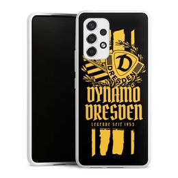 DeinDesign Galaxy A53 5G Handy Silikon H&uuml;lle Case wei&szlig; Handyh&uuml;lle Sgd Statement Sg Dynamo Dresden Silikon Case