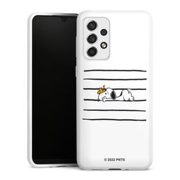 DeinDesign Galaxy A33 5G Handy Silikon H&uuml;lle Case wei&szlig; Handyh&uuml;lle Snoopy Dog Peanuts Silikon Case