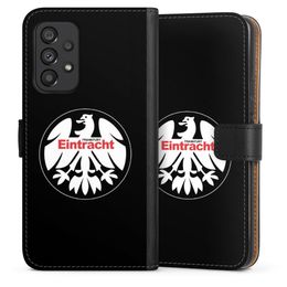 DeinDesign Galaxy A53 5G Handy Klapph&uuml;lle Handyh&uuml;lle aus Kunst Leder schwarz Flip Case Sge Eintracht Frankfurt Official Licensed Product Sideflip mit langer 