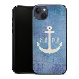DeinDesign iPhone 14 Plus Handy Silikon H&uuml;lle Case schwarz Handyh&uuml;lle Anchor Maritim Blue