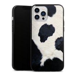 DeinDesign iPhone 13 Pro Max Handy Silikon H&uuml;lle Case schwarz Handyh&uuml;lle Animal Look Animal Print Cow Skin