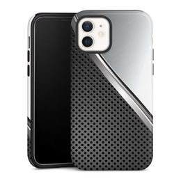 DeinDesign iPhone 12 mini Handy Panzer Handyh&uuml;lle robuste Outdoor H&uuml;lle Schutzh&uuml;lle gl&auml;nzend Steel Metall Carbon Tough Case