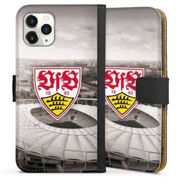 DeinDesign iPhone 11 Pro Handy Klapph&uuml;lle Handyh&uuml;lle aus Kunst Leder schwarz Flip Case Official Licensed Product Vfb Stuttgart Stadium Sideflip mit Lasche