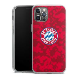 DeinDesign iPhone 12 Pro Max Handy Silikon H&uuml;lle Case transparent Handyh&uuml;lle Camouflage Fc Bayern M&uuml;nchen Fcb Silikon Case